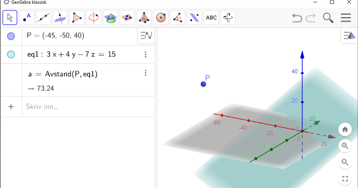 Hvordan bruke GeoGebra til å regne ut avstand Hvordan bruke GeoGebra til å regne ut avstand