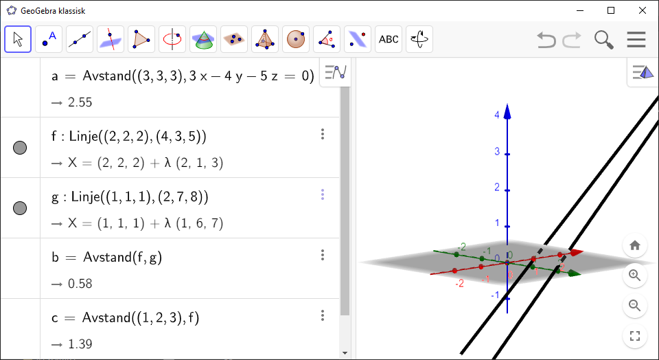 Hvordan bruke GeoGebra til å regne ut avstand | House of Math Hvordan bruke GeoGebra til å regne ut avstand | House of Math
