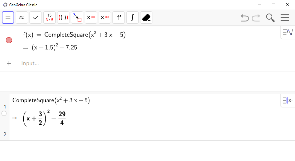 Completing the Square Using GeoGebra | House of Math