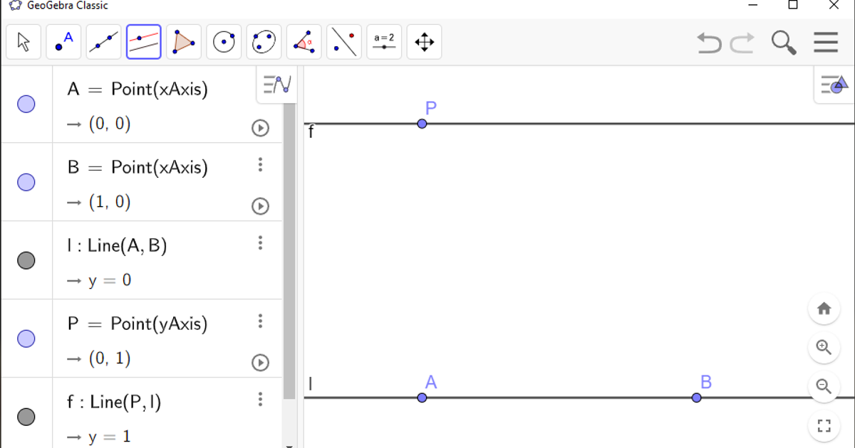 Constructing a Parallel through a Point in GeoGebra