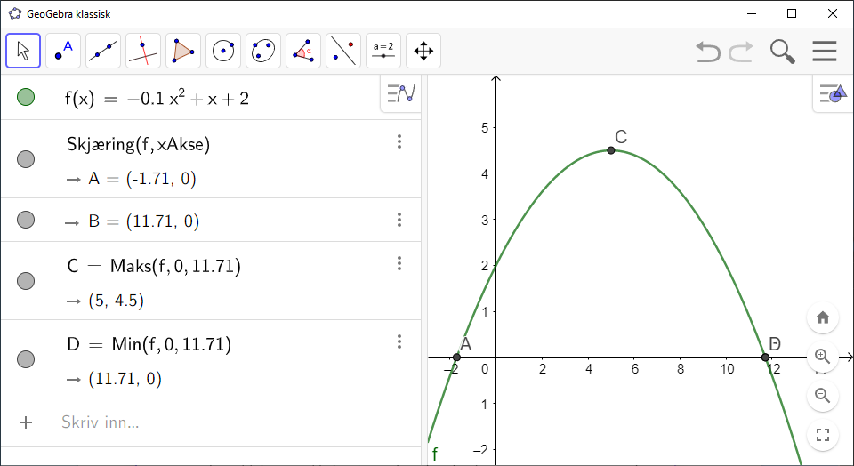 Hvordan finne definisjonsmengde og verdimengde i GeoGebra | House of Math