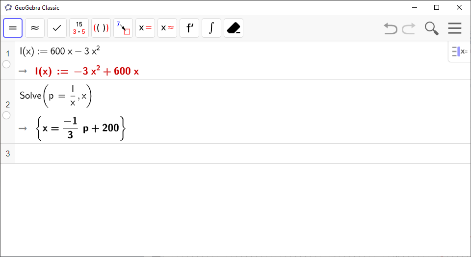 Revenue with Demand and Price in GeoGebra | House of Math