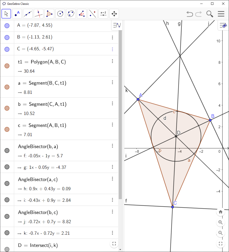 How to Find Incircle and Incenter Using GeoGebra | House of Math