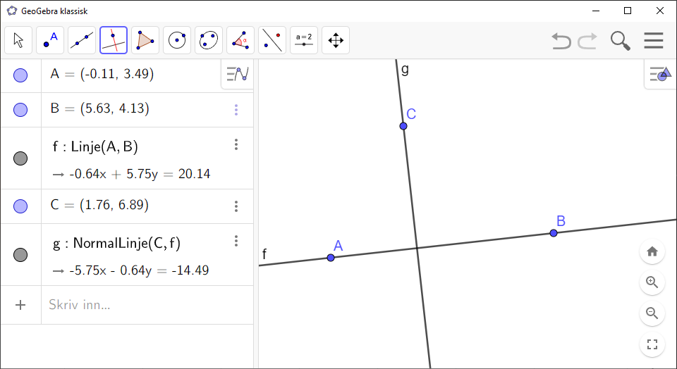 Hvordan lage en normal i GeoGebra | House of Math