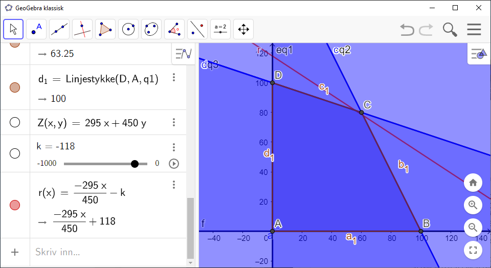 Hvordan bruke GeoGebra til lineær optimering | House of Math