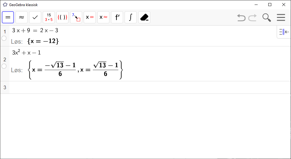 Hvordan løse likninger i GeoGebra | House of Math