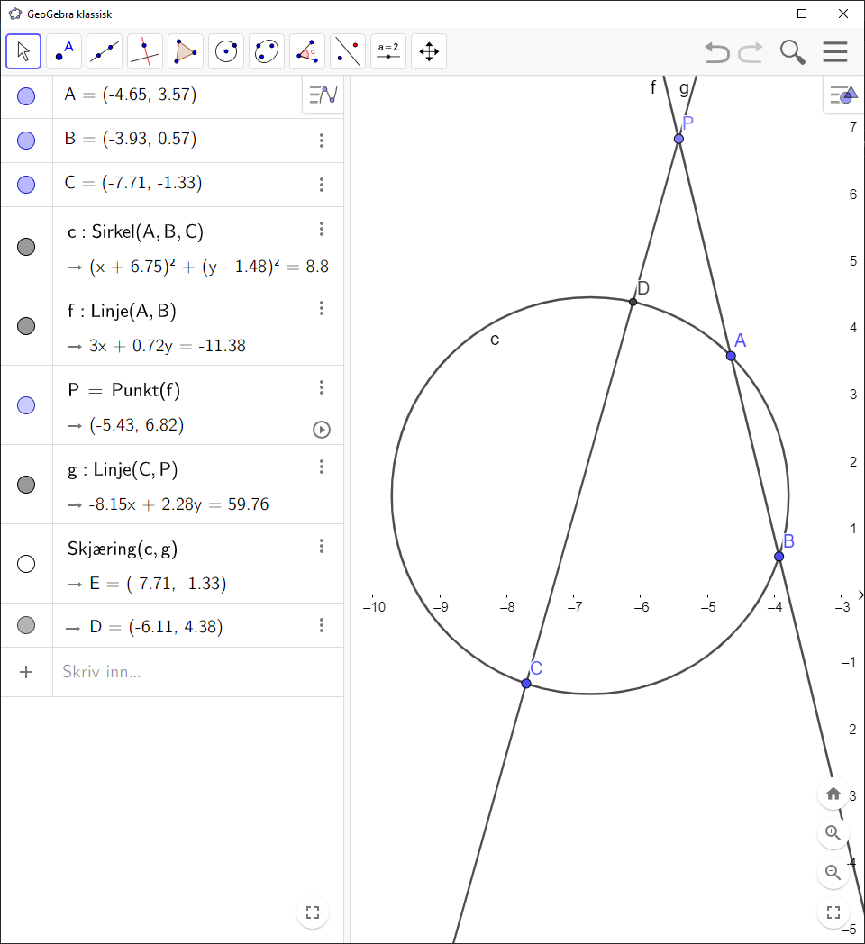 Hvordan illustrere punktets potens i GeoGebra | House of Math