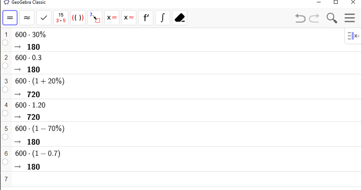 How to Calculate Percent and Growth Factors in GeoGebra