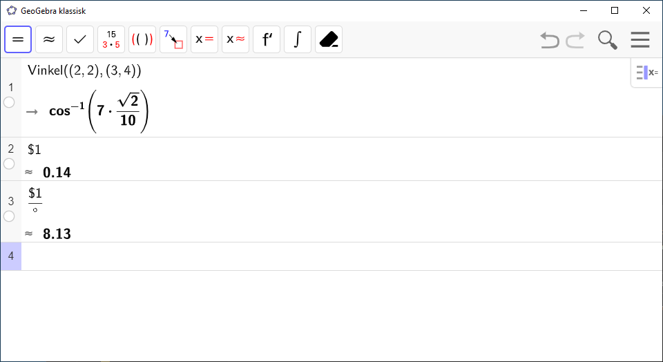 Hvordan regne ut skalarprodukt og vinkler i GeoGebra | House of Math