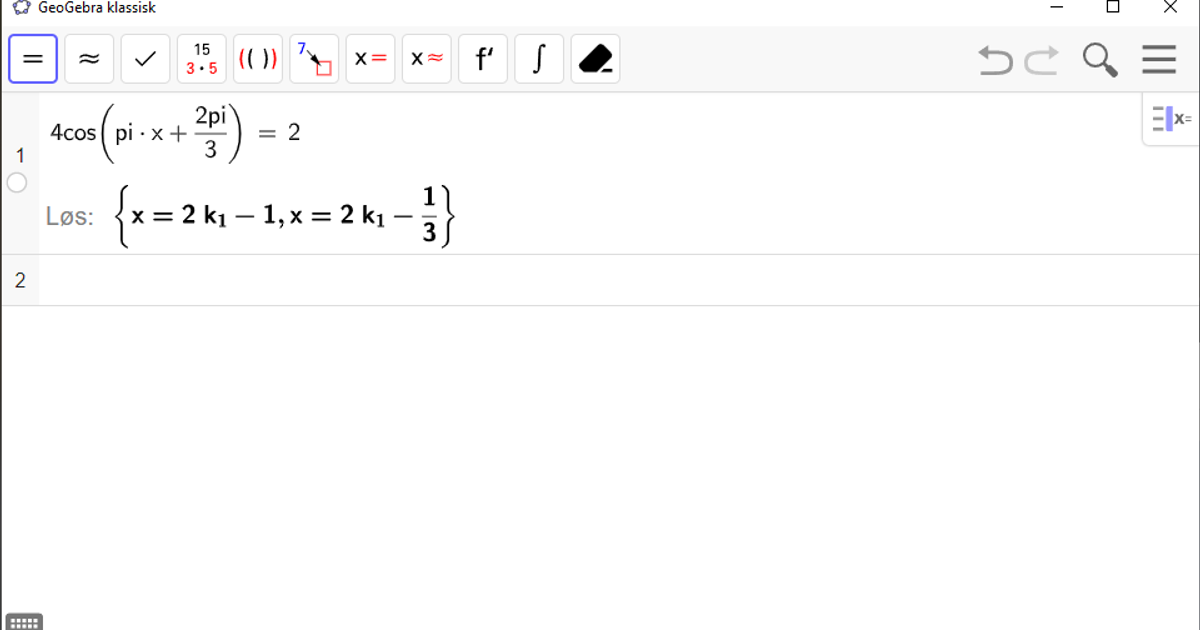 Hvordan løse trigonometriske likninger i CAS i GeoGebra | House of Math