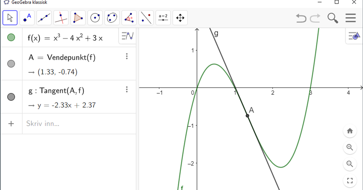 Hvordan finne vendepunkter med GeoGebra | House of Math
