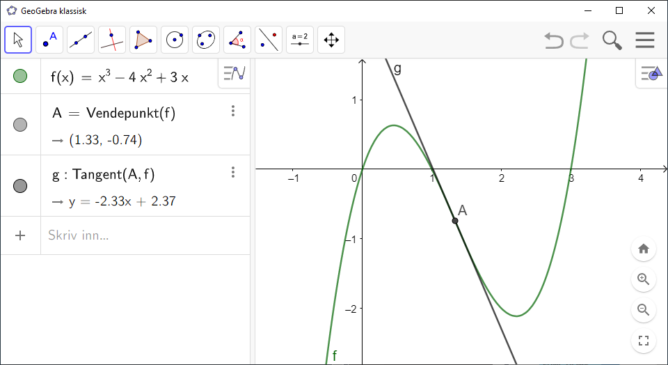 Hvordan finne vendepunkter med GeoGebra | House of Math