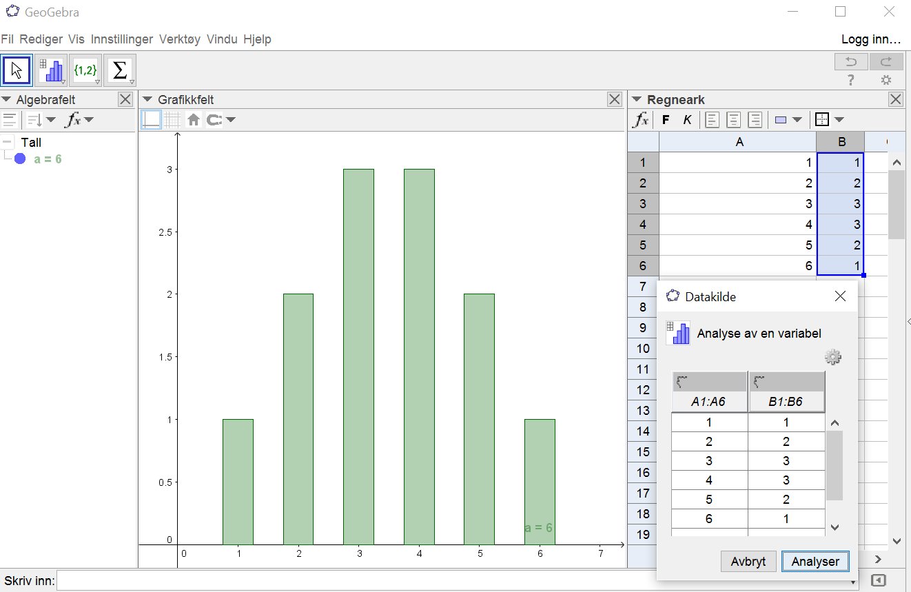 Hvordan lage et søylediagram i GeoGebra | House of Math