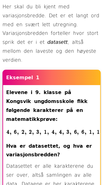 Spredningsmål | Gratis oppslagsverk i matte