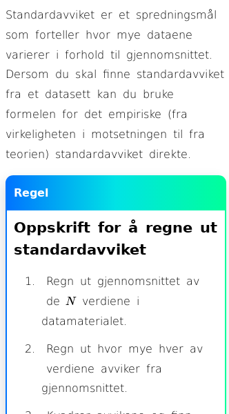 Spredningsmål | Gratis oppslagsverk i matte