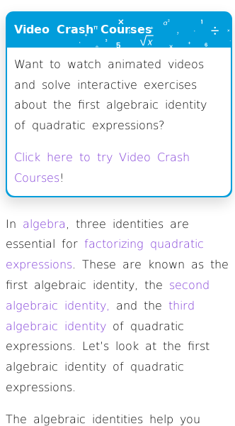Algebraic Identities of Quadratic Expressions