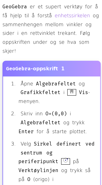 Trigonometri i GeoGebra | Gratis guide i GeoGebra | House of Math