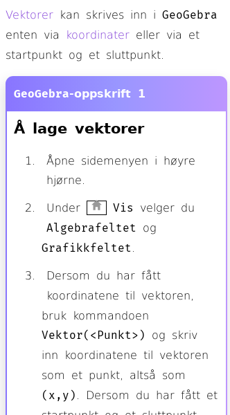 Vektorberegninger i GeoGebra | Gratis guide i GeoGebra
