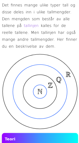 Tallmengder og tallsystemer | Oppslagsverk i matte