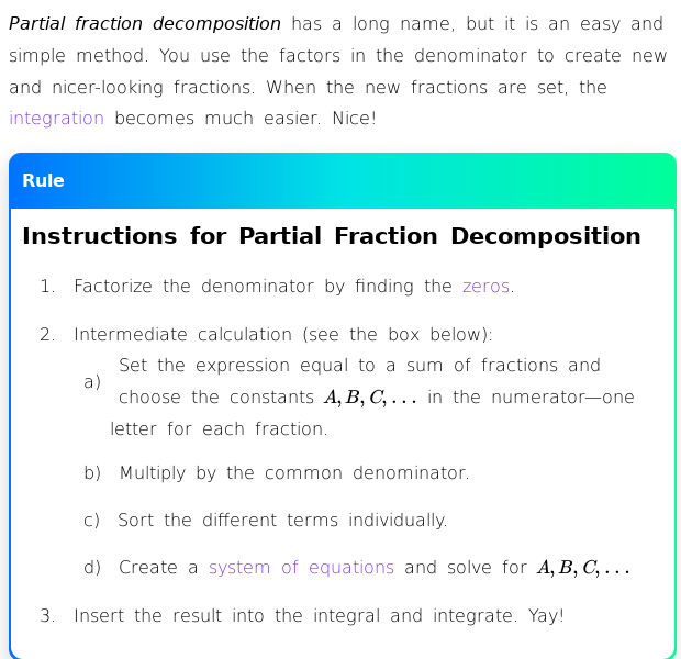 Partial Fraction Decomposition Rules