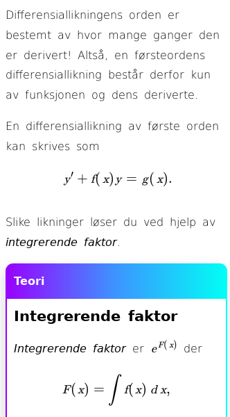 Førsteordens differensiallikninger | Oppslagsverk | House of Math