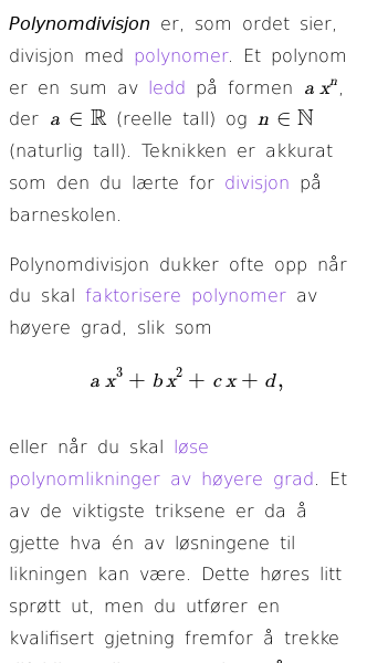 Polynomdivisjon | Gratis oppslagsverk i matte | House of Math