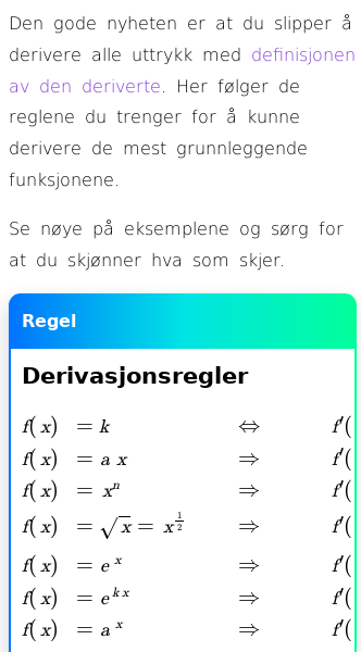 Derivasjon | Gratis oppslagsverk i matte