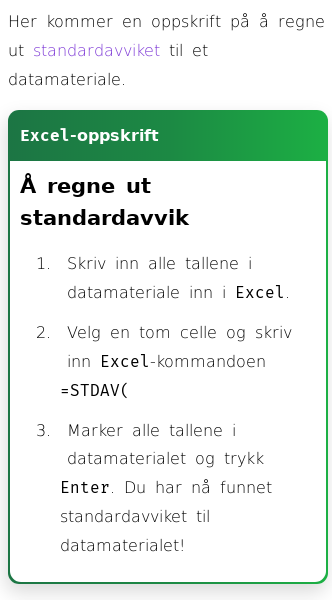 Sentralmål og spredningsmål i Excel | Gratis mal