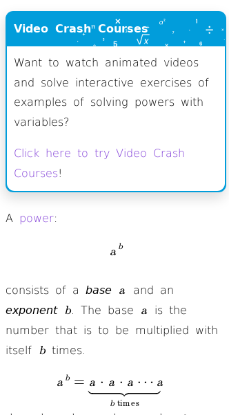 Powers of Variables | Algebra | Free Math Encyclopedia