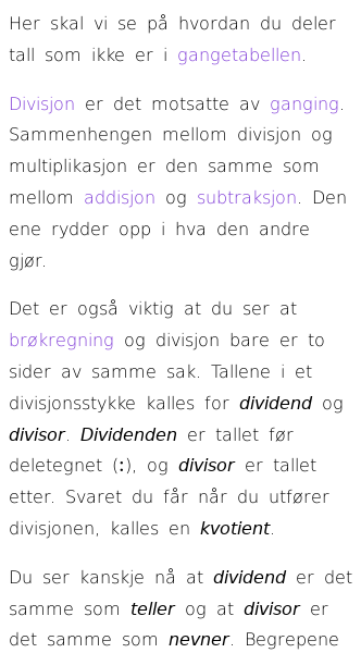 Deling | Gratis oppslagsverk i matte | Lettforståelig | House of Math